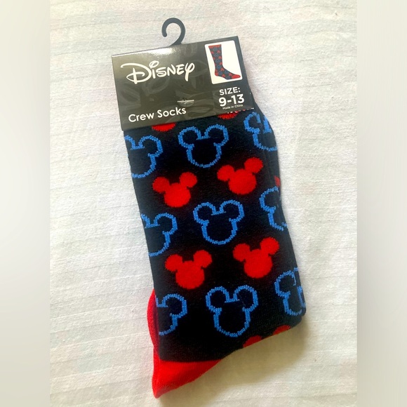Disney | Accessories | Disney Crew Socks With Red And Blue Mickey Mouse ...